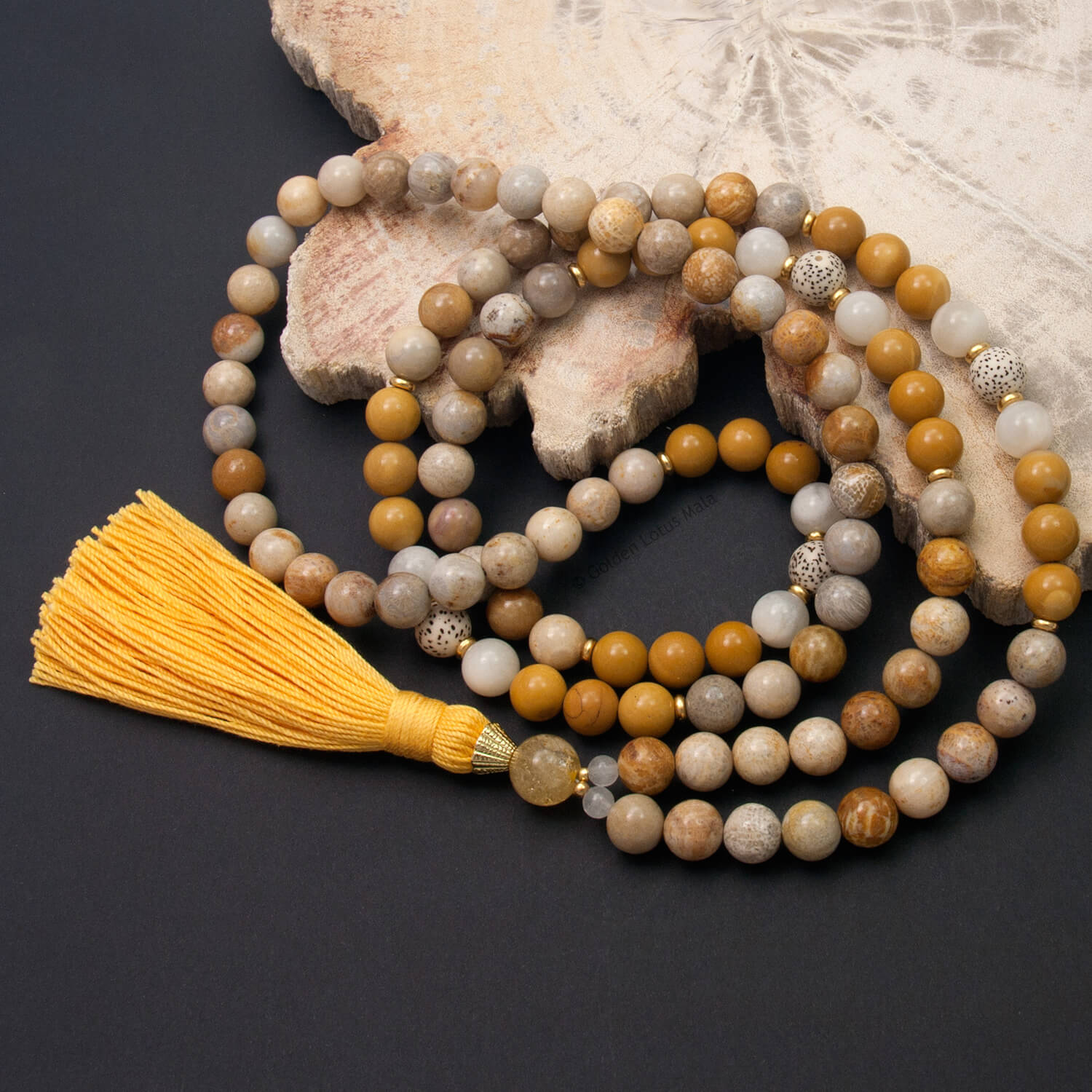 Surya Mala - Yellow Jasper & Moonstone - Wisdom & Positive Outlook ...