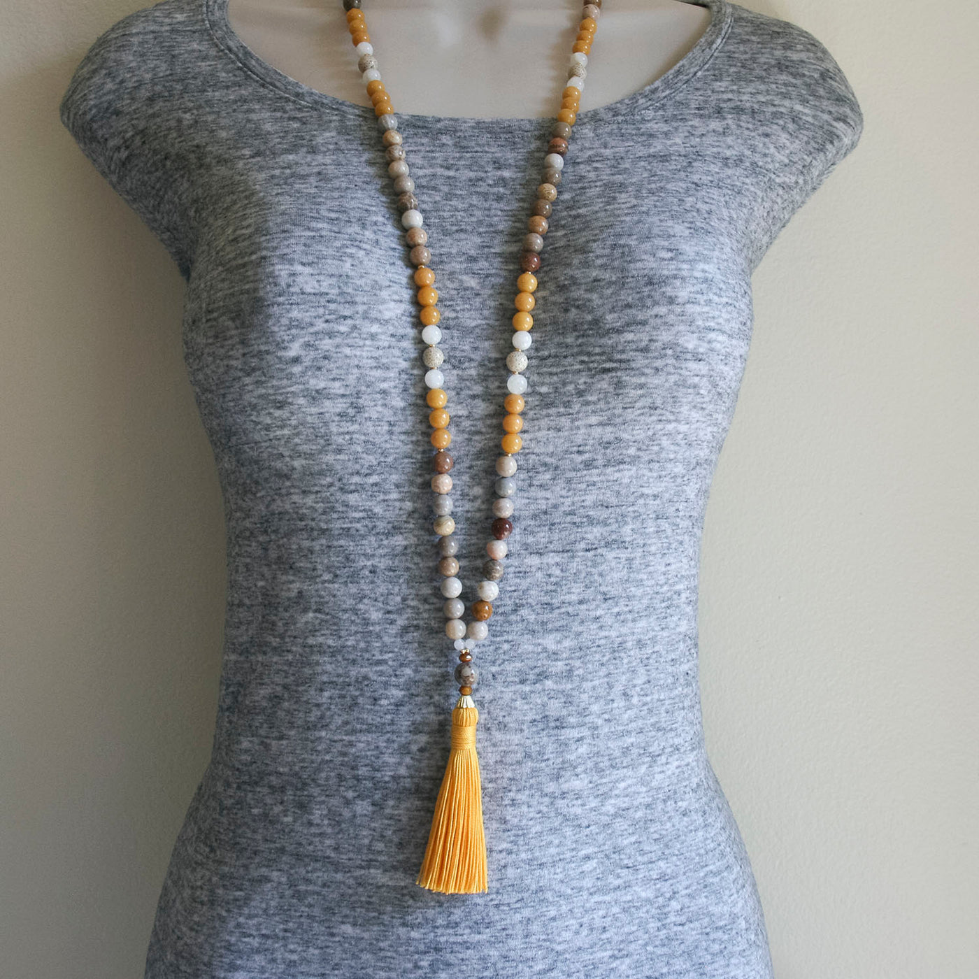 Surya Mala - Yellow Jasper & Moonstone - Wisdom & Positive Outlook ...
